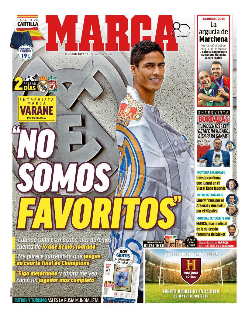 MARCA - Press Review: The covers for Thursday, May 24, 2018 - These are ...