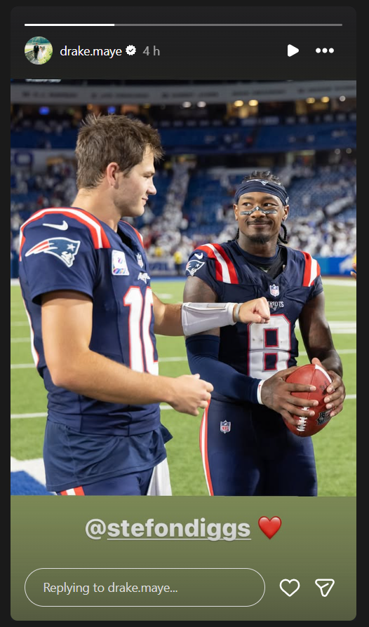 Drake Maye's reaction to Stefon Diggs' departure from the Patriots | Marca